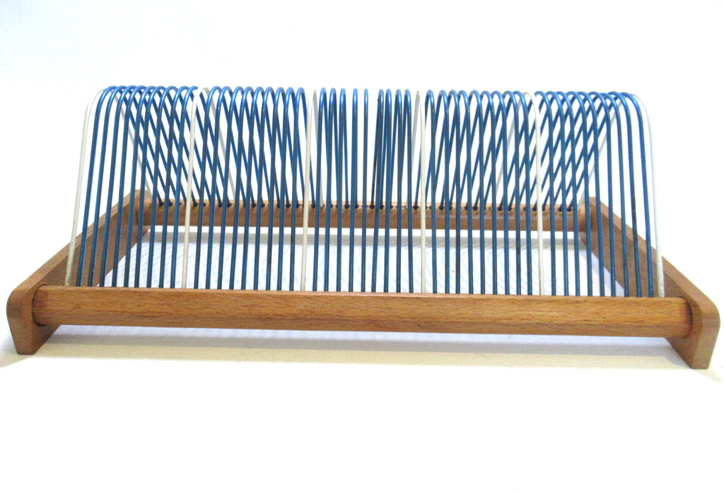 Blue and white record storage rack, lp stand for 7", 10" and 12" recor ...