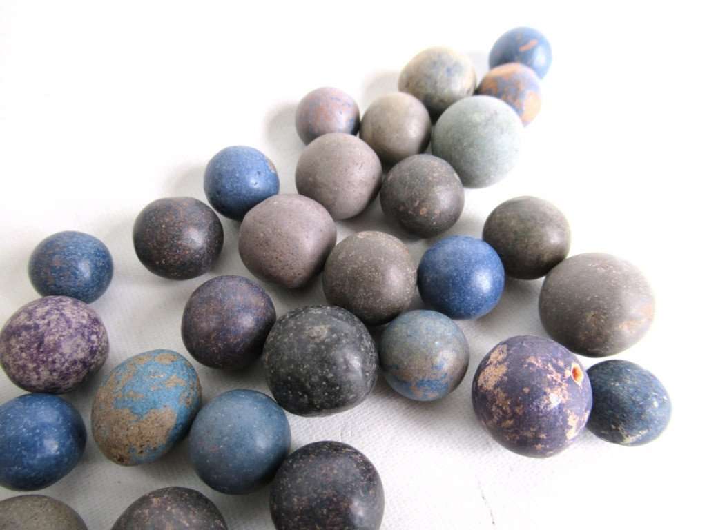 Clay Marbles, Set of 30 blue Antique Clay Marbles, Antique marbles ...