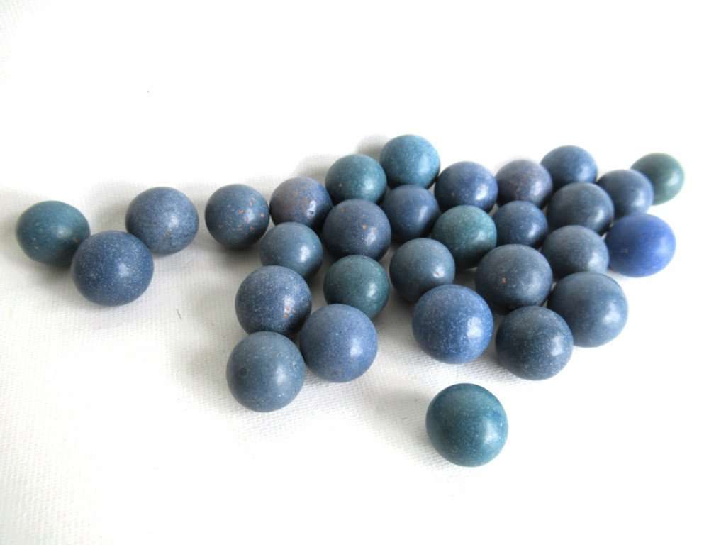 Blue Clay Marbles, Set of 30 Antique Clay Marbles, Antique marbles ...