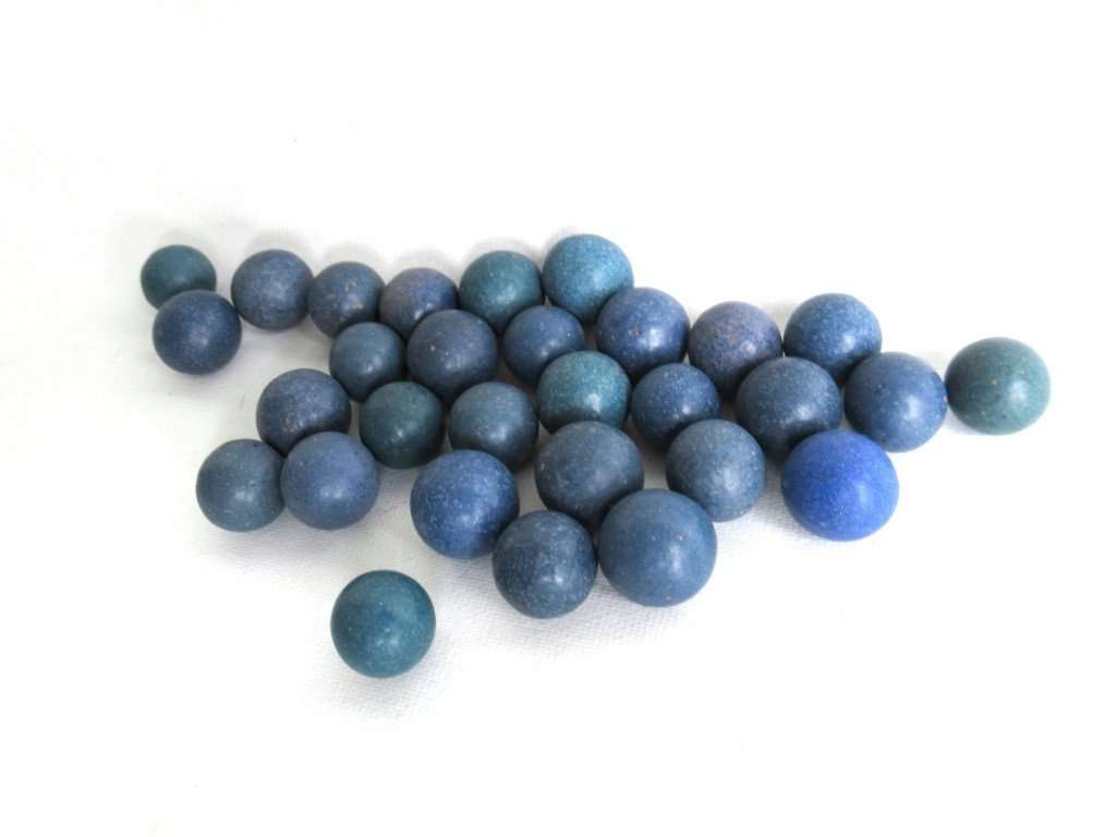 Blue Clay Marbles, Set of 30 Antique Clay Marbles, Antique marbles ...