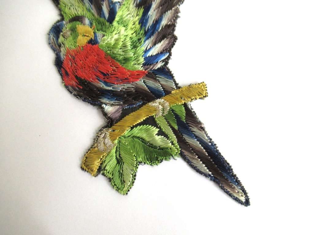 Bird Applique 1930s Vintage Embroidered Bird Parrot applique. Sewing s ...