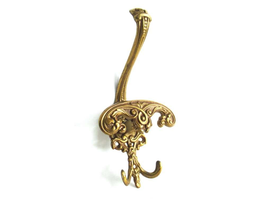 1 (ONE) Antique Coat hook, Wall hook, Solid Brass Ornate Victorian sty ...
