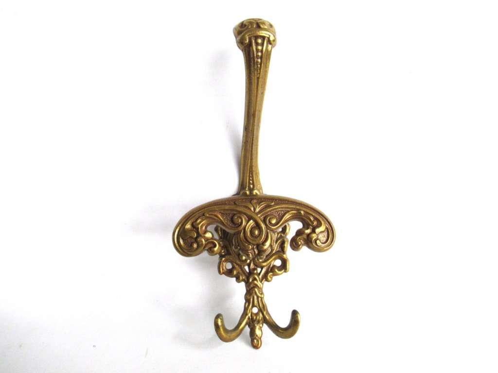 1 (ONE) Antique Coat hook, Wall hook, Solid Brass Ornate Victorian sty ...