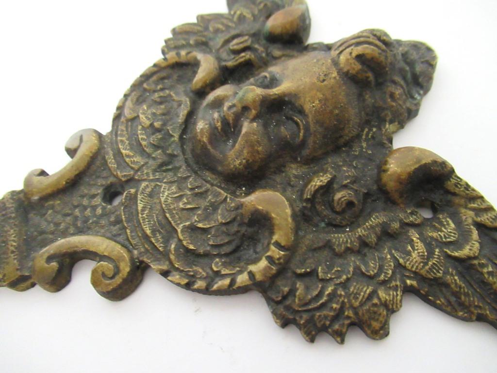 Antique Brass Ornate Angel hook, Coat hook, Cherub, kitchen / towel ho ...
