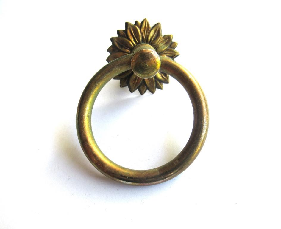 1 (ONE) Antique Solid Brass Ring Pull, Drop Ring Drawer pull. – UpperDutch