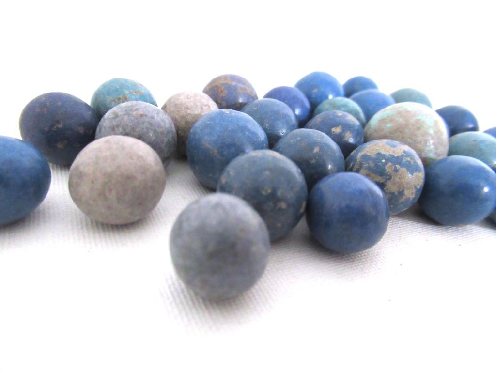 Blue Clay Marbles, Set of 30 Antique Clay Marbles, Antique marbles ...