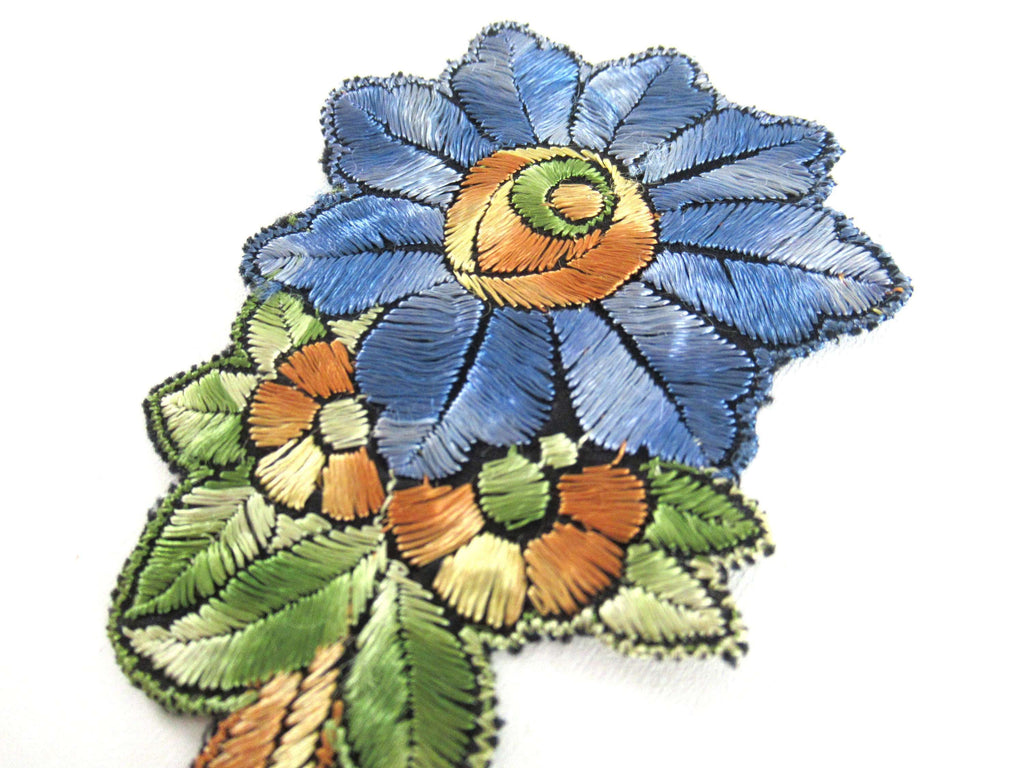 Flower applique 1930s vintage embroidered applique. Vintage floral pat ...