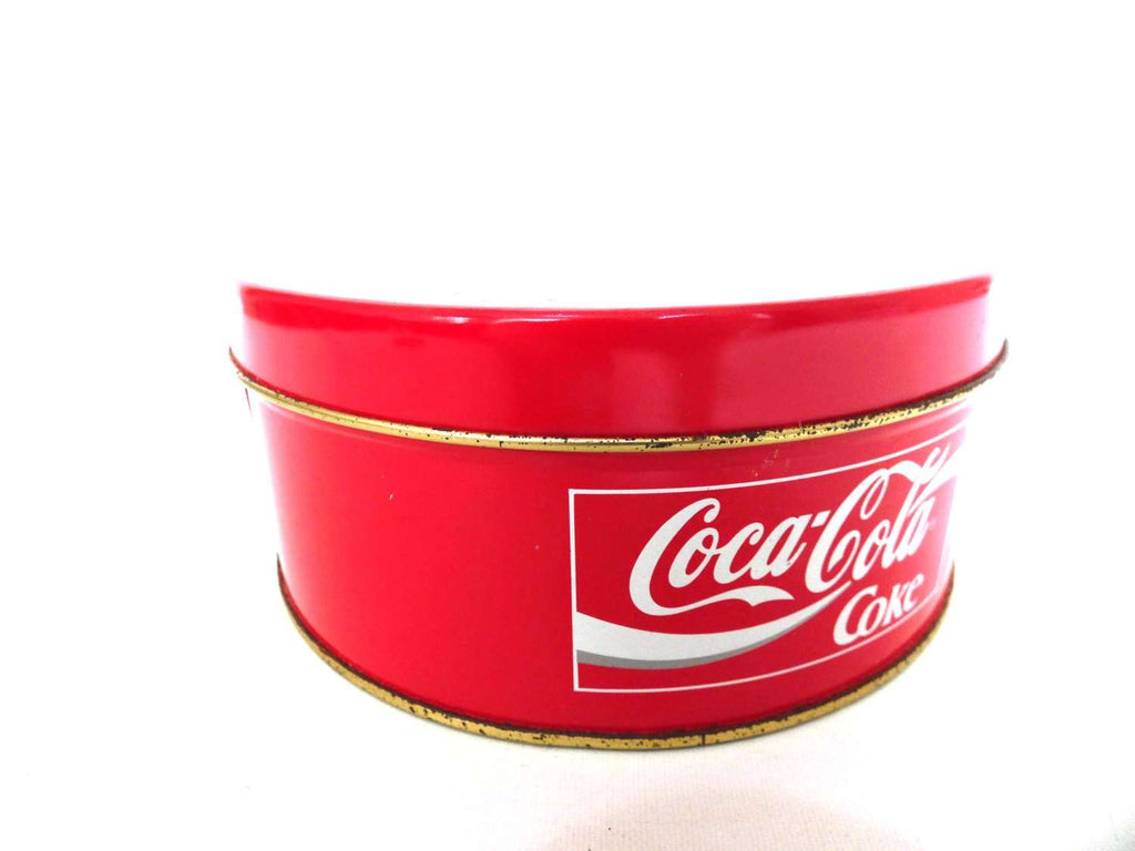 Coca Cola Round Storage Tin, Coca Cola Tin. Metal box, Coca Cola Colle ...