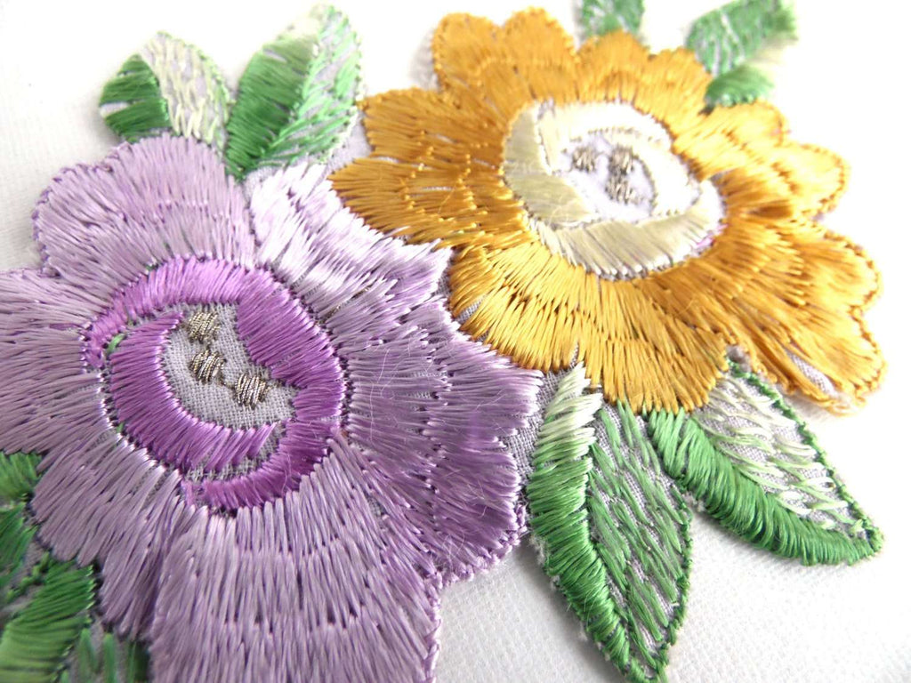 Applique, Flower applique, 1930s vintage embroidered applique. Vintage ...