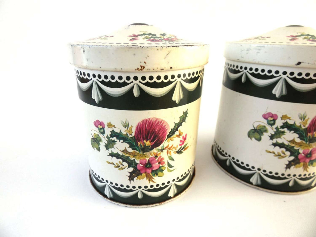 Set of 3 Vintage Floral Tins, Flowers. Floral tin Storage, Tin with fl ...