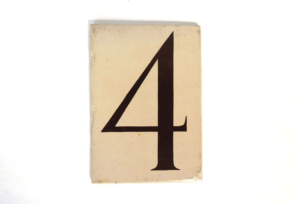 ONE Antique Four, wooden Number 4, Authentic Hand painted Number four ...