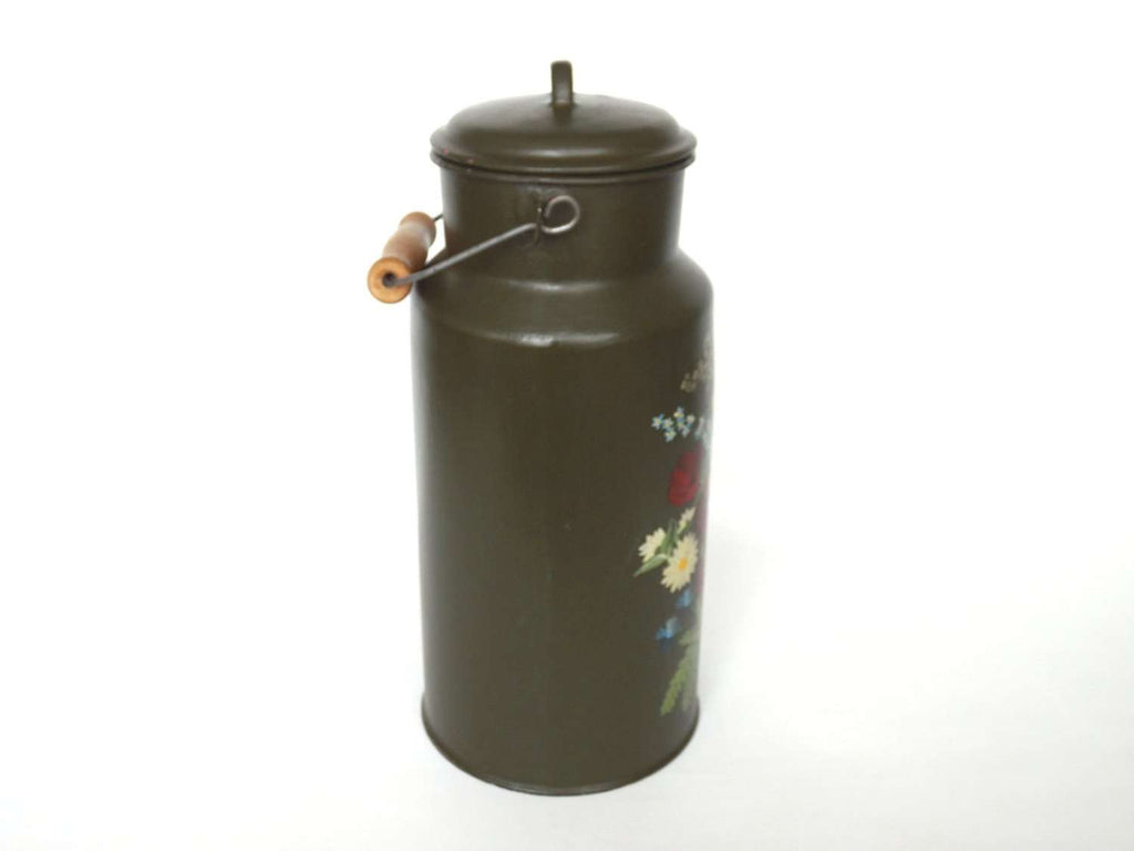 Enamel Milk Can, Floral Hand Painted Enamel Milk Can. Dutch Folk art ...