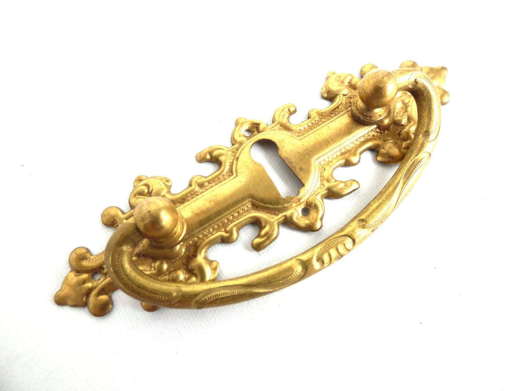 1 (ONE) Authentic Brass Antique Keyhole cover, Drawer Handle, Old Keyh ...