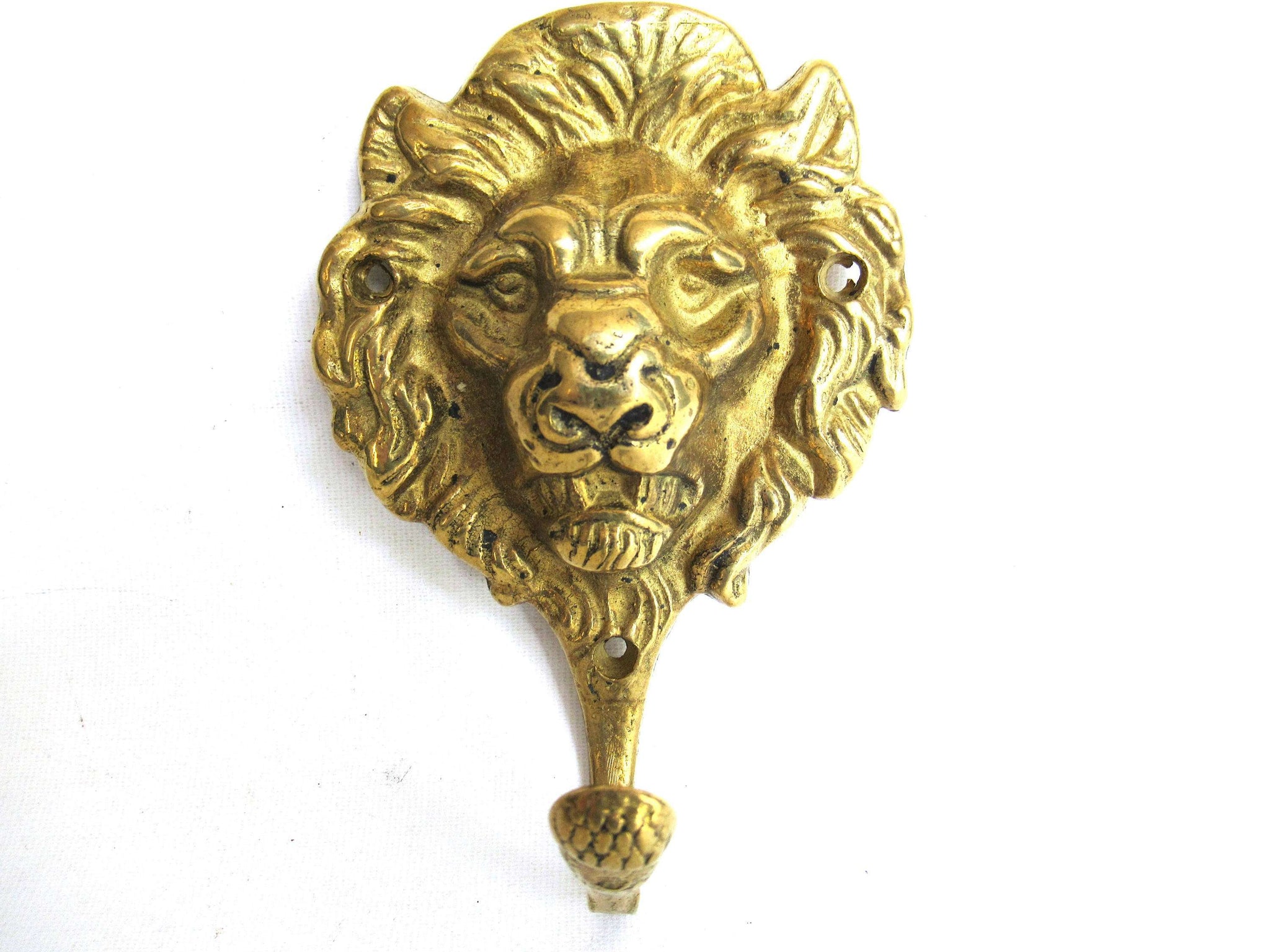 Set of 3 Vintage Lion Head Coat hooks, Wall hook, Lion Coat Hook ...