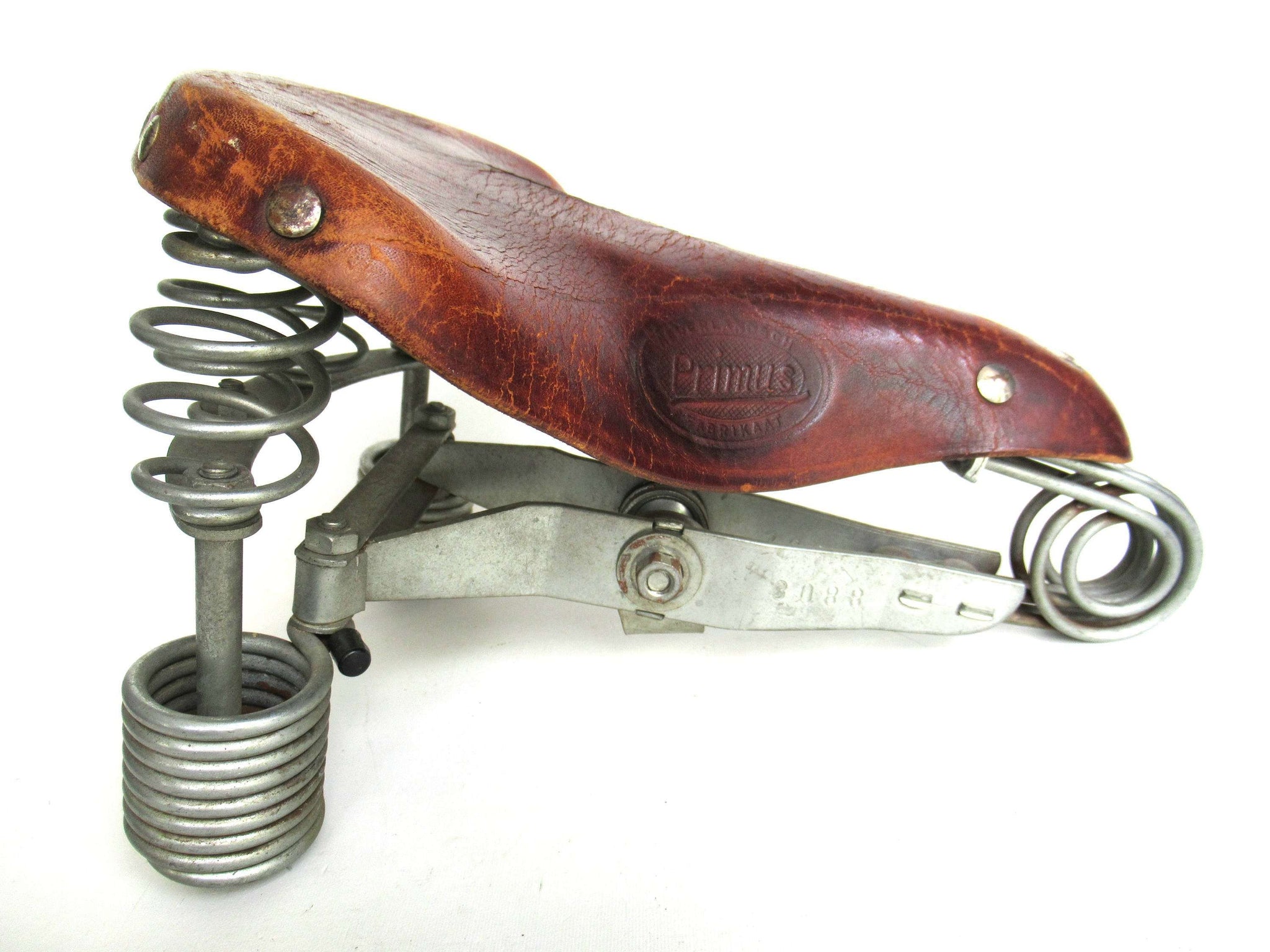 Antique Leather Lepper Primus bicycle saddle Made in Holland, antique ...