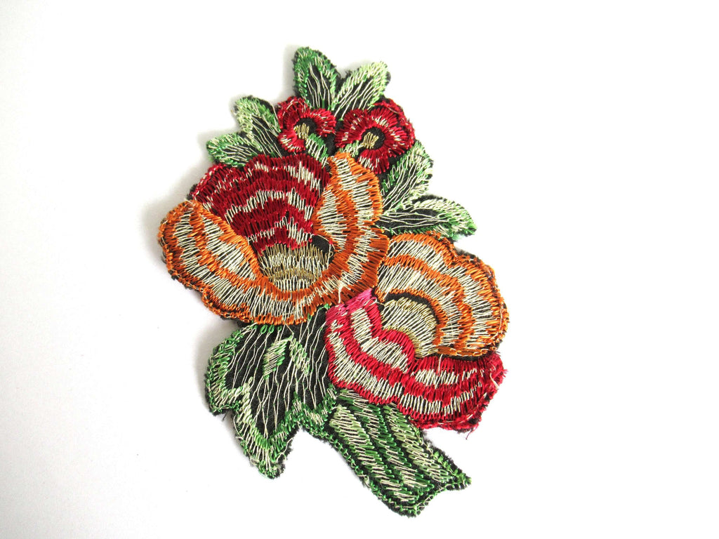 Flower applique 1930s vintage embroidered applique. Vintage floral pat ...