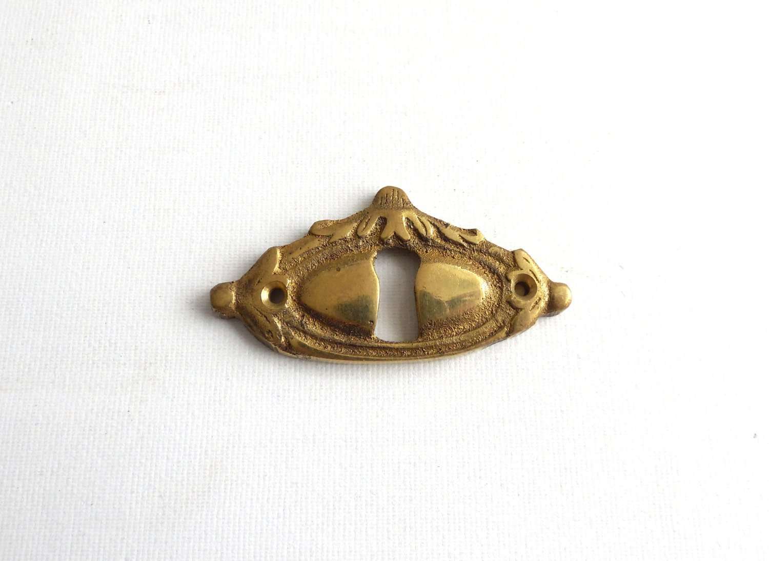 1 (ONE) Antique Solid Brass Keyhole plate, cover, escutcheon, keyhole ...