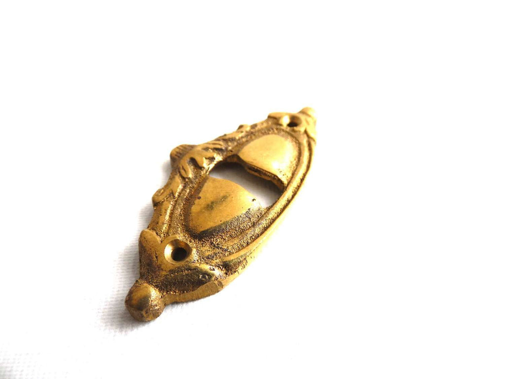 1 (ONE) Antique Solid Brass Keyhole plate, cover, escutcheon, keyhole ...