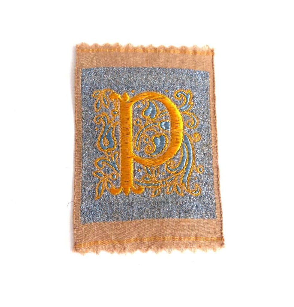Monogram P Applique, 1930s Vintage Embroidered 'Letter P' applique. Al ...
