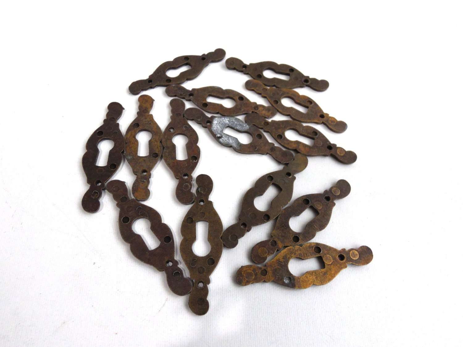 1 (ONE) Brass plated keyhole plate, Keyhole cover, escutcheon, key hol ...