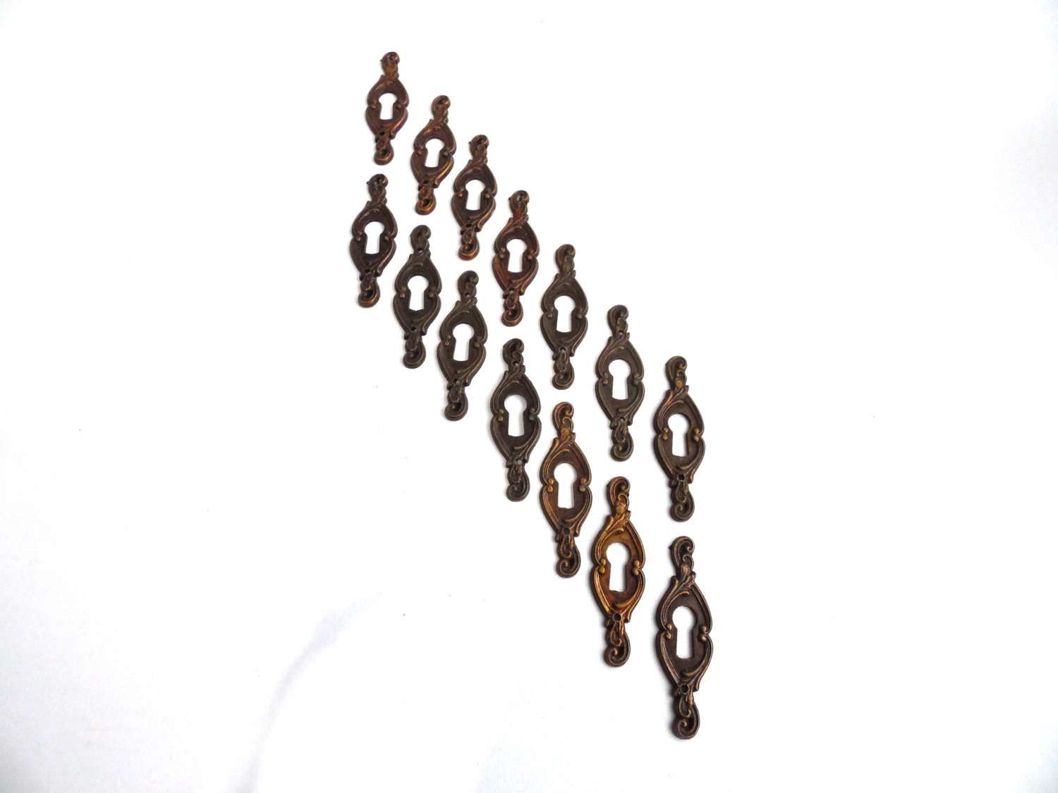 1 (ONE) Brass plated keyhole plate, Keyhole cover, escutcheon, key hol ...