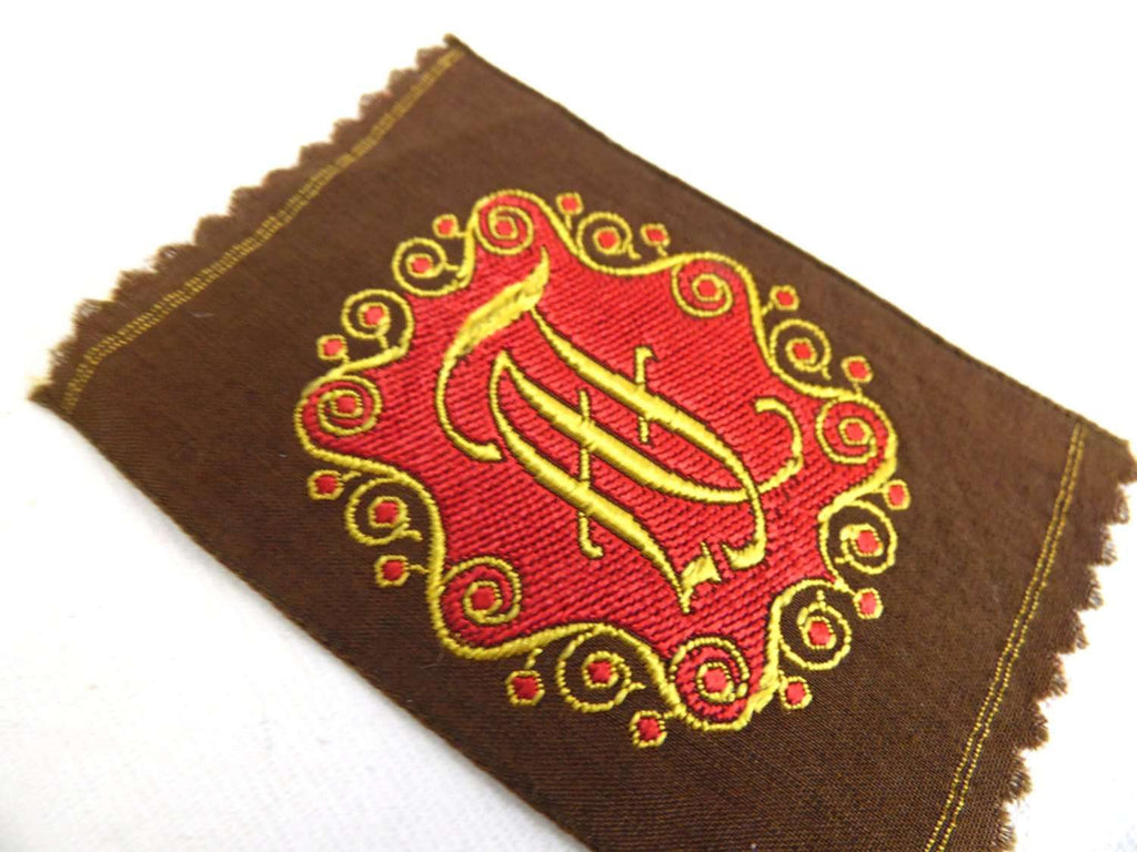 Monogram LV Applique 1930s Vintage Embroidered 'Initials LV' applique ...