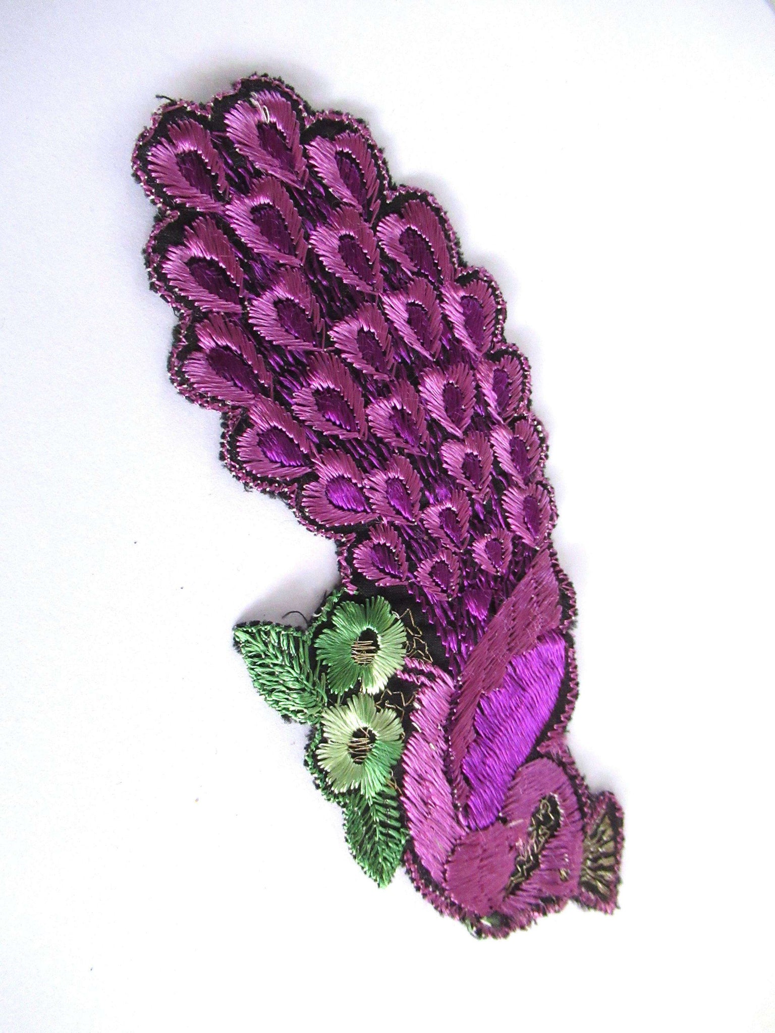 Peacock Applique 1930s Antique Embroidered Peacock applique, patch. Vi ...