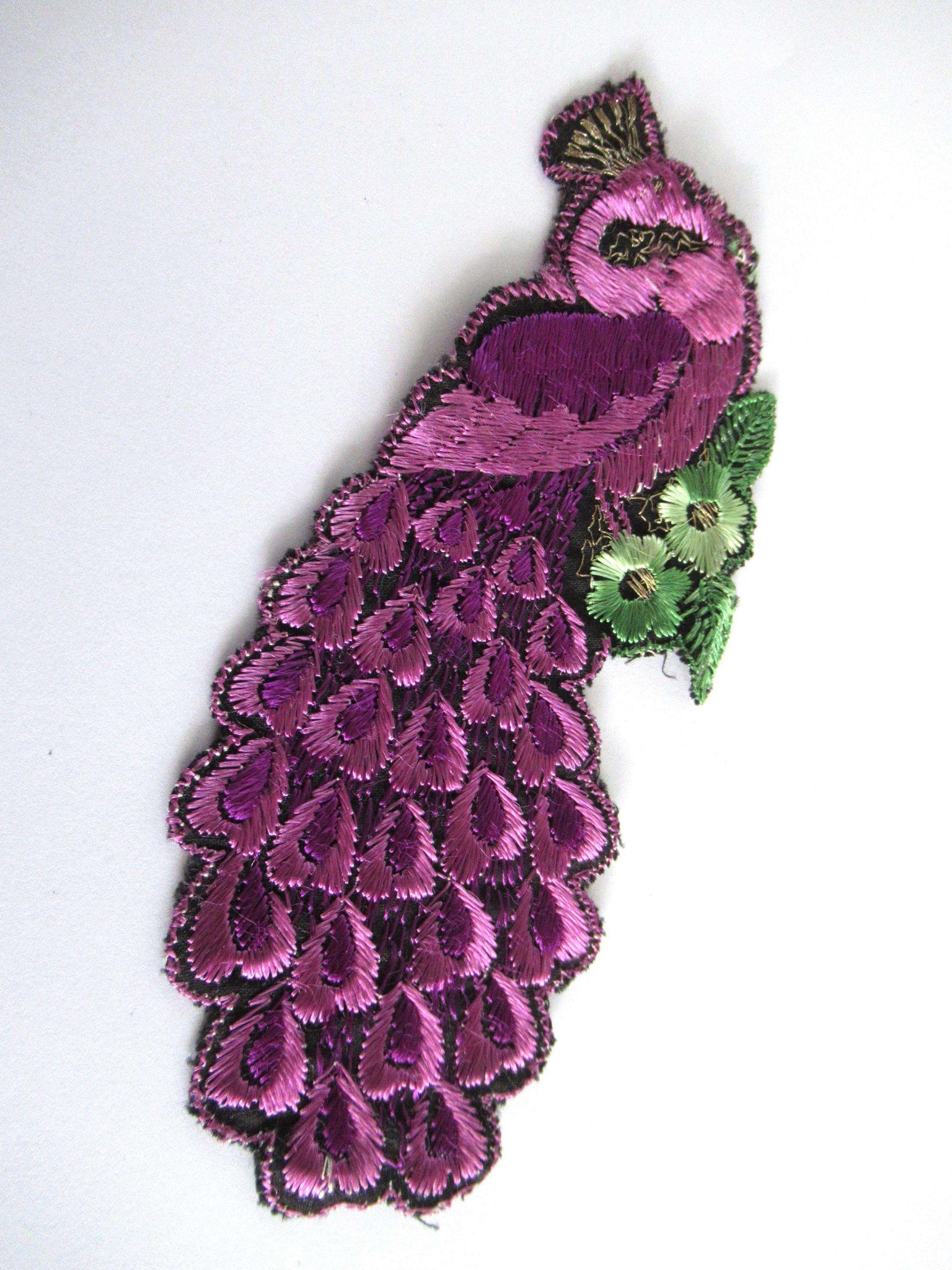 Peacock Applique 1930s Antique Embroidered Peacock applique, patch. Vi ...