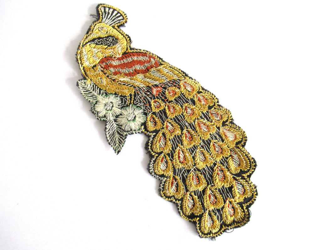 Peacock Applique 1930s Antique Embroidered Peacock applique, patch. Vi ...