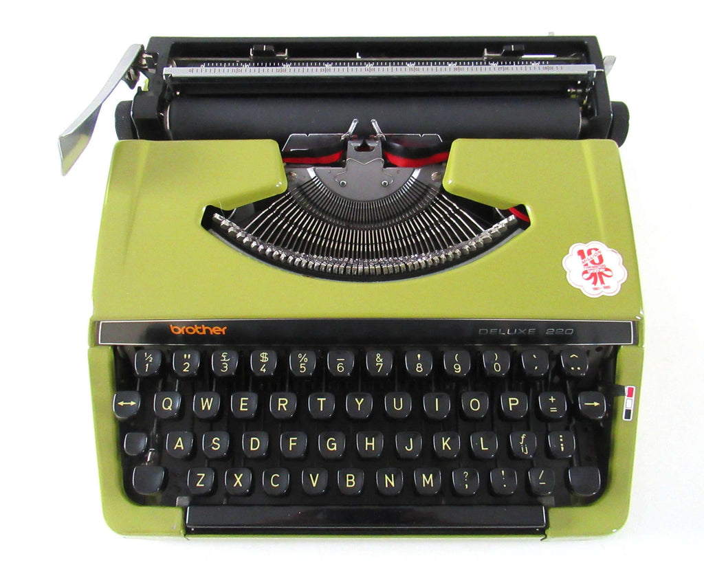 Brother Deluxe 220 working typewriter. Green metal body, two tone ink ...
