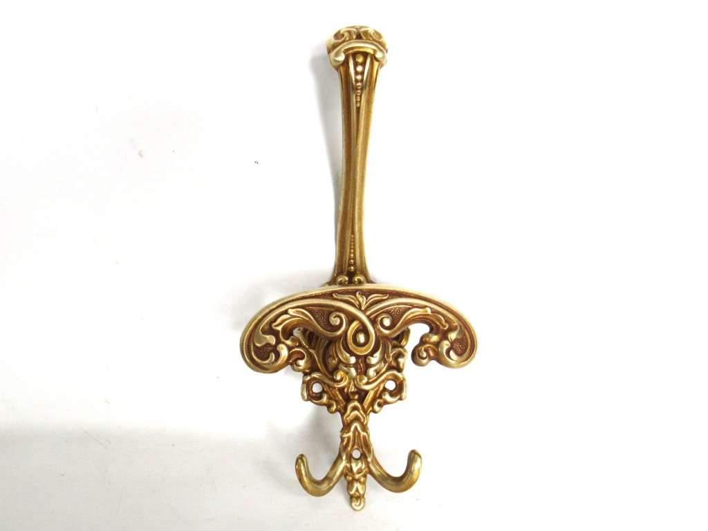 1 (ONE) Antique Coat hook, Wall hook, Solid Brass Ornate Victorian sty ...
