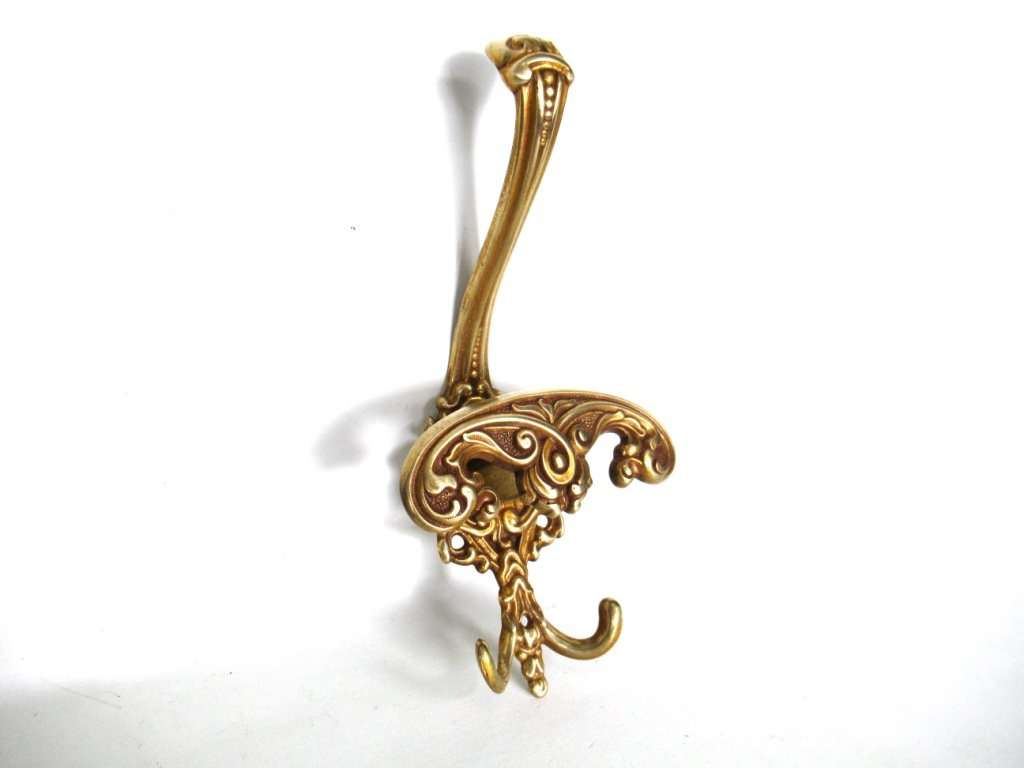 1 (ONE) Antique Coat hook, Wall hook, Solid Brass Ornate Victorian sty ...
