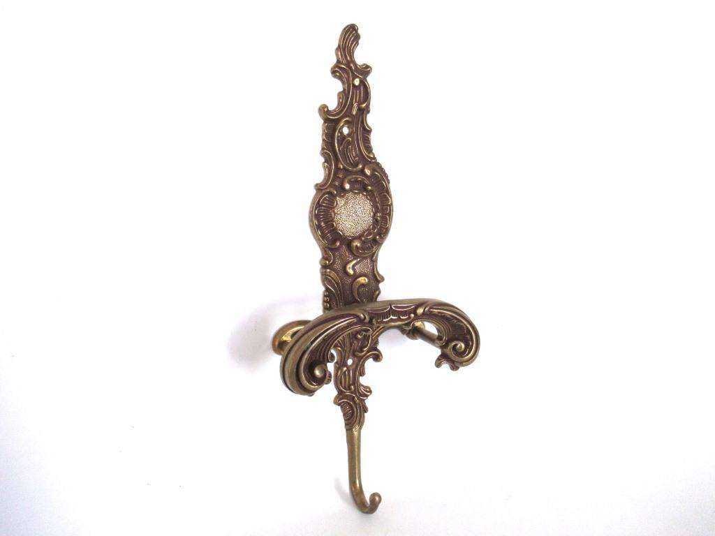 1 (One) Ornate Coat hook - Wall hook - Solid Brass Ornate Victorian st ...