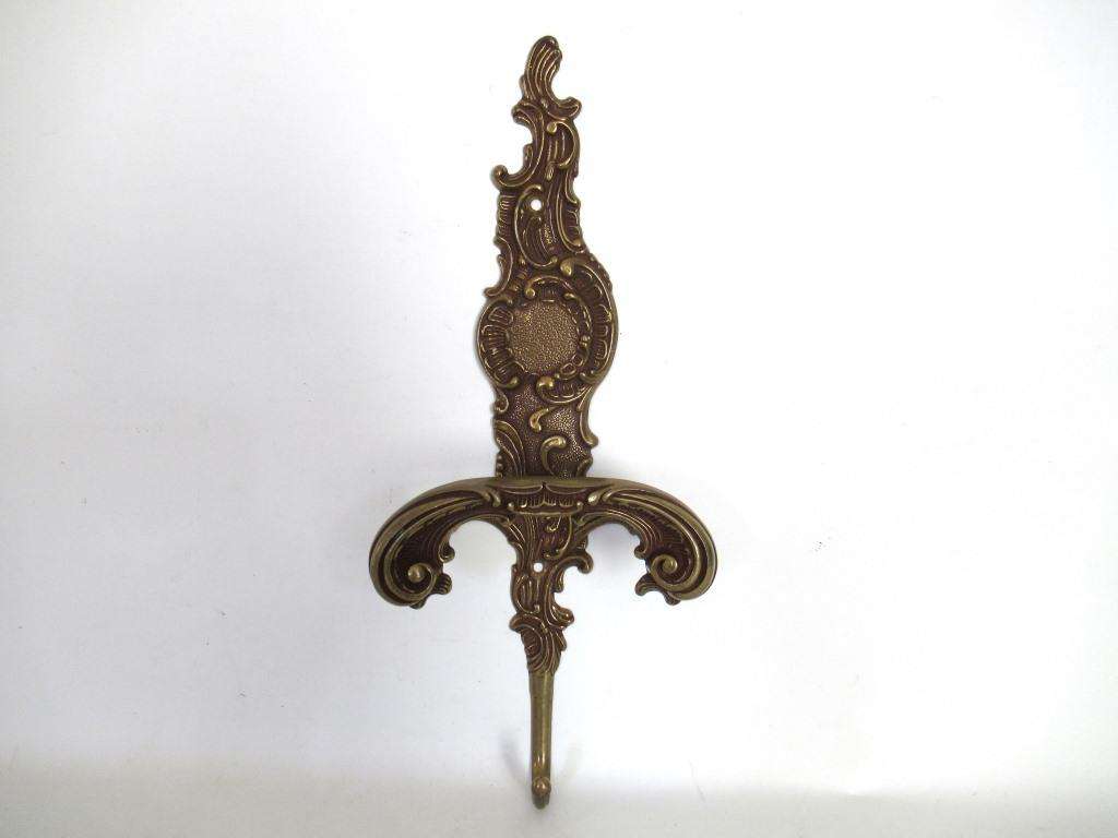 1 (One) Ornate Coat hook - Wall hook - Solid Brass Ornate Victorian st ...