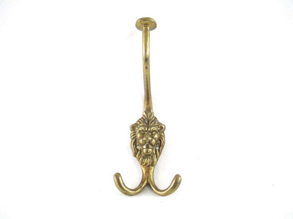 Lion hook. Solid Brass Lion Head Wall hook / Coat hook. Decorative ani ...
