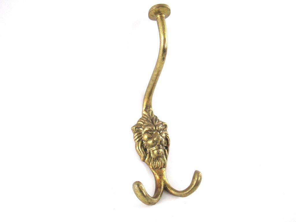 Lion hook. Solid Brass Lion Head Wall hook / Coat hook. Decorative ani ...