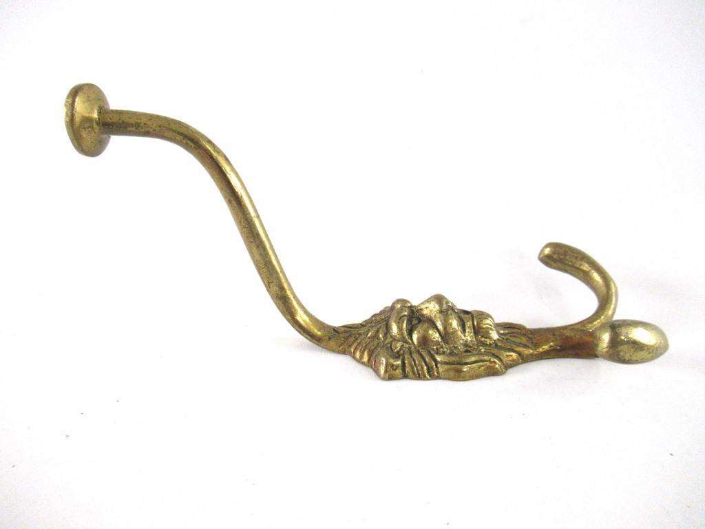 Lion hook. Solid Brass Lion Head Wall hook / Coat hook. Decorative ani ...